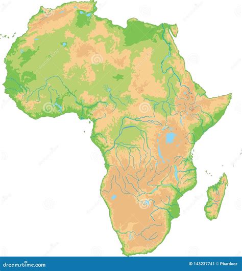 Alto Mapa Físico Detallado De África Ilustración del Vector