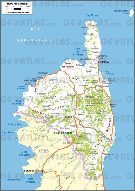 Haute Corse Carte Vacances Arts Guides Voyages