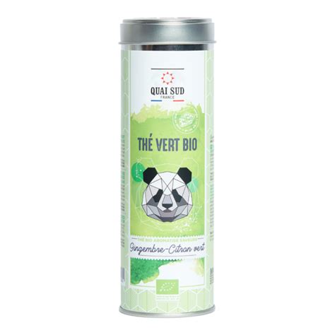 Thé Vert Bio Aromatisé Gingembre Citron Vert Boîte Ronde 100 gr Quai Sud