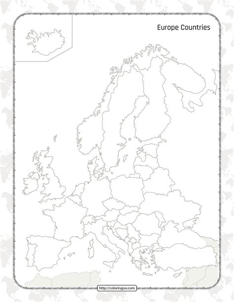 A Blank Map Of Europe With The Country Names