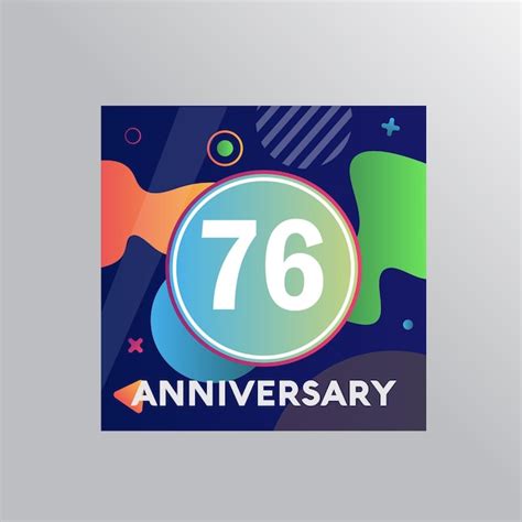 Logotipo de aniversario de 76 años celebración de cumpleaños de diseño