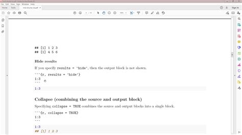Visual Output Of Code Chunk Options In R Markdown Youtube