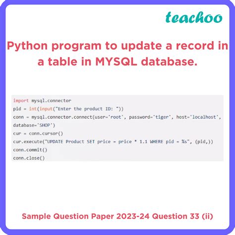 riya wants to write a program in python to update the following record