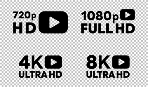 Premium Vector Video Resolution Icon Set P Hd P Full Hd K