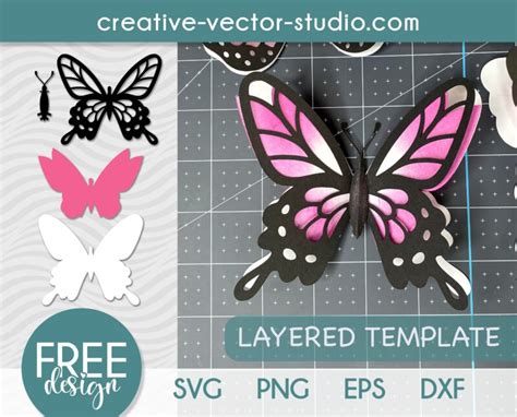 Free D Butterfly Svg Png Dxf Eps Creative Vector Studio