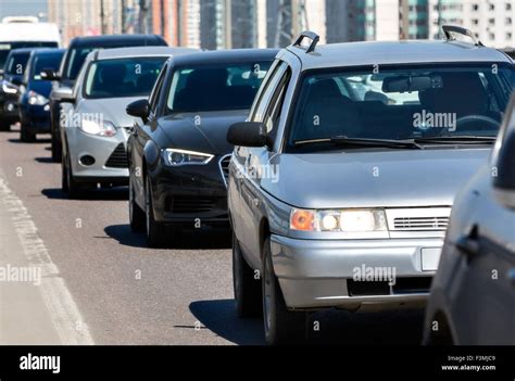 Generic Cars Standing In A Queue During Traffic Jam Stock Photo Alamy