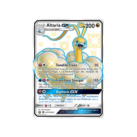 Carte Altaria Chromatique rare GX de Pokémon Destinées Occultes SV77 SV94