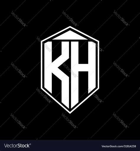 Kh Logo Monogram With Emblem Shape Combination Vector Image