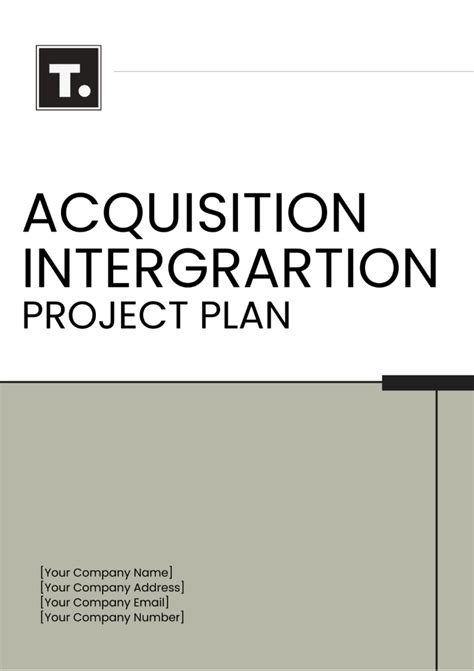 Free Acquisition Integration Project Plan Template Edit Online