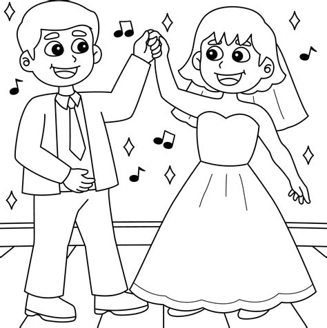 desenho de noivo e noiva dançando para colorir 12902498 Vetor no Vecteezy