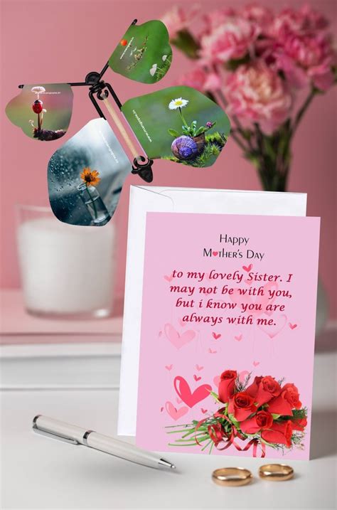 Wishes For Mom Celebrating Mothers Day With A Wind Up Butterfly And A Personalized Card Md4 29
