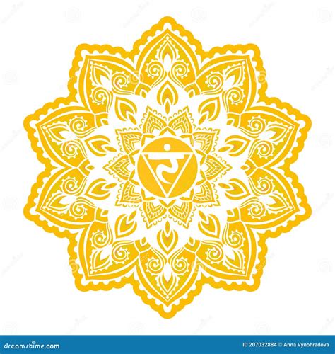 Manipura Third Chakra Coloring Vector Illustration Yellow Color Solar
