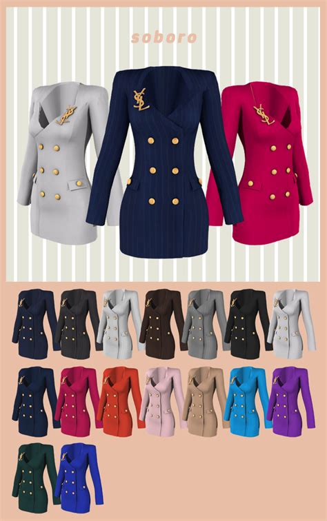 Soboro Ysl Blazer Dress F Soboro Sims Dresses Sims Sims