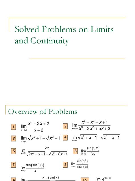 Solved Problems On Limits And Continuity PDF Worksheets Library