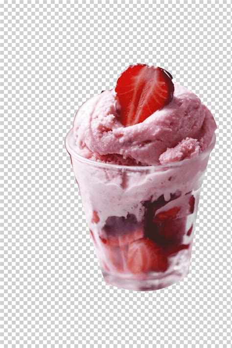 Helado De Fresa Mousse De Parfait Taza De Mermelada De Fresa Crema