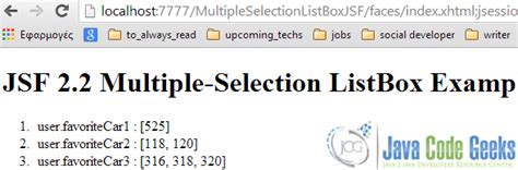 Multiple Selection ListBox Example With JSF 2 0 Java Code Geeks