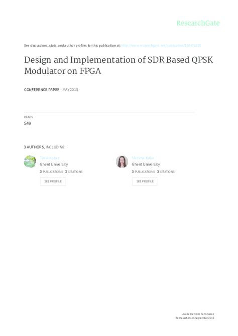 pdf design and implementation of sdr based qpsk modulator on fpga merima kulin