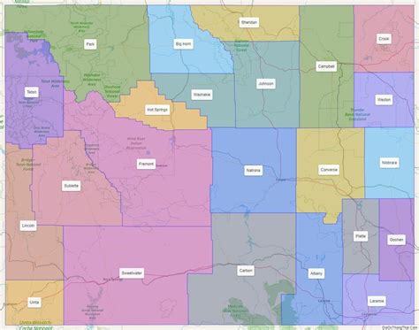 Political Map Of Wyoming State Printable Collection A C Th Ng Th I