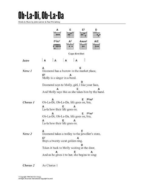 Ob La Di Ob La Da By The Beatles Guitar Chords Lyrics Guitar