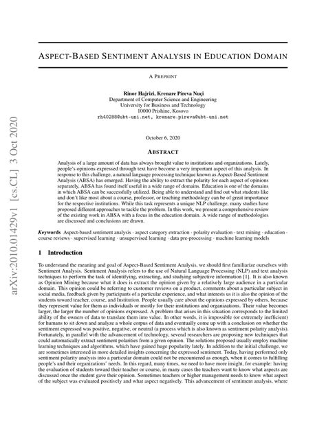 pdf aspect based sentiment analysis in education domain