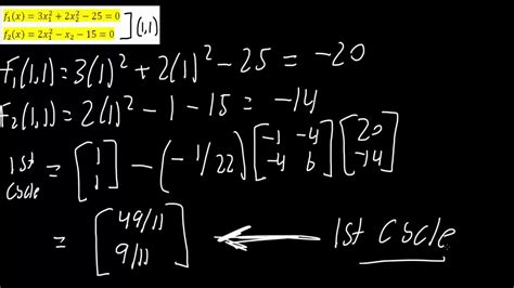 non linear 2 equations solve using newton s method—2 cycles example youtube