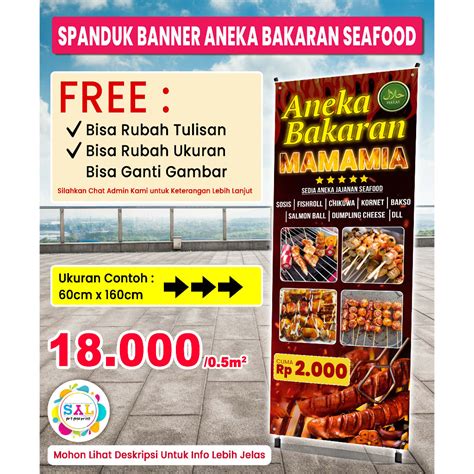 Jual Banner Spanduk SEAFOOD BAKAR ANEKA SATE SEAFOOF BAKARAN BANER