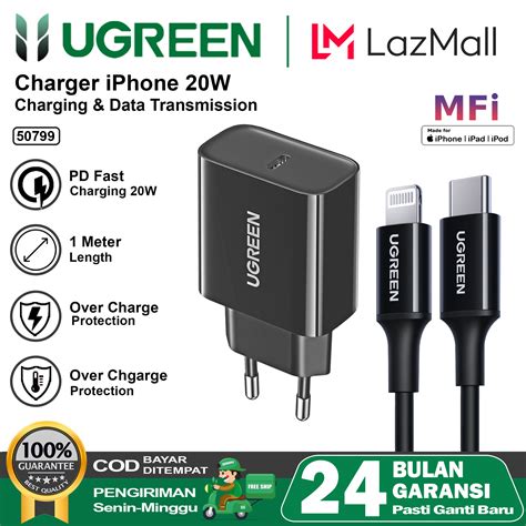 UGREEN Charger IPhone MFi PD Type C To Lightning Fast Charging 20W