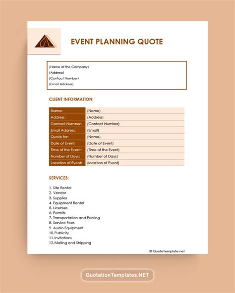 Event Planning Quote Template 220918 BRN Quote Templates