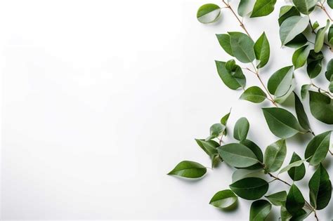 Premium Photo Green Leaves On A White Background