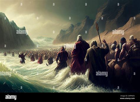 Exodus Of The Bible Moses Crossing The Red Sea With The Israelites