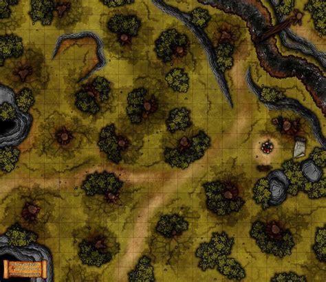 Forest Battlemap Map Dungeons And Dragons Dnd 5e Rpg Roleplaying Path Red Stream Water