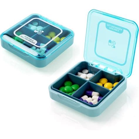 Pilulier Portable Semainier Medicament Pilulier Avec 4 Compartiments