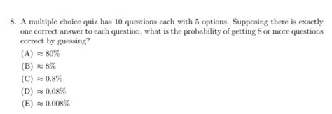 Solved A Multiple Choice Quiz Has Questions Each With Chegg