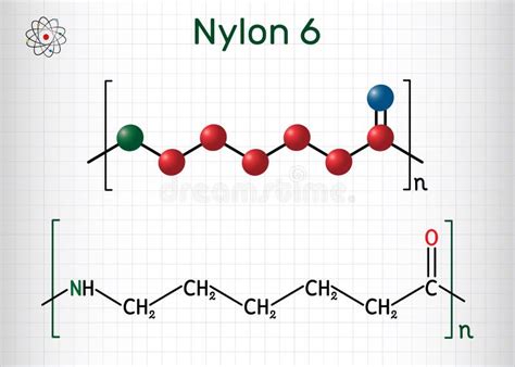6 De Nylon O Molécula Del Polímero Del Polycaprolactam F rmula Qu mica