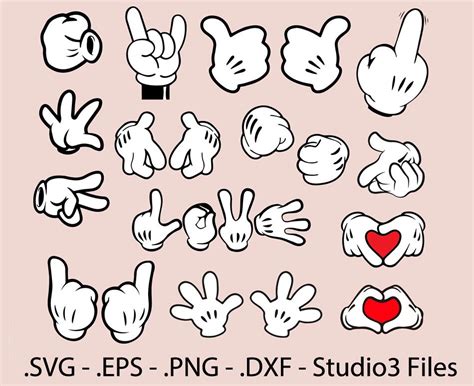 Dise Os De Las Manos De Mickey Archivos Cuttable De Vectores Etsy