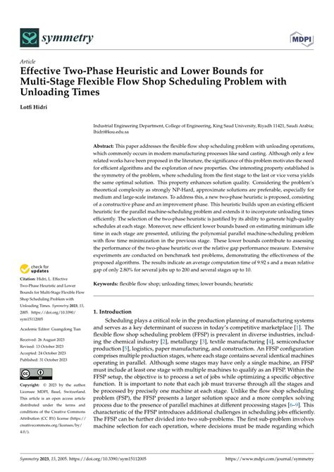 pdf effective two phase heuristic and lower bounds for multi stage flexible flow shop