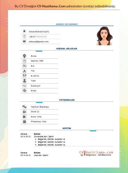 Boş CV Örnekleri Word PDF CV Örneği İndir 2024 CV Hazırlama