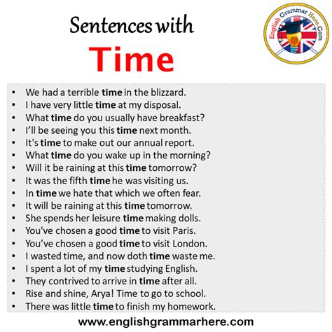 Sentences With Time Time In A Sentence In English Sentences For Time