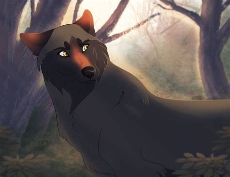 An Animated Image Of A Wolf Standing In The Woods With Trees And