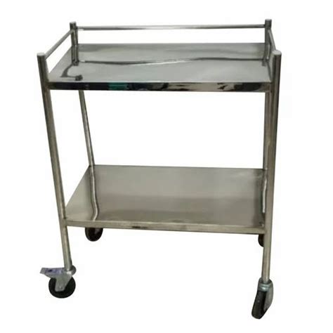 Silver Stainless Steel Surgical Instrument Trolley For Hospital Size