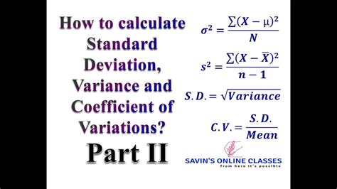 how to calculate standard deviation variance and coefficient of variations by dr savindra