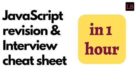 Javascript Revision Interview Cheat Sheet Watch This Before Your