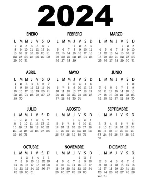 Calendario En Espa Ol Vector Premium