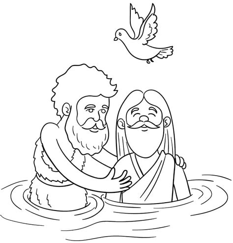 Coloriage Dessin de Baptême du Christ télécharger et imprimer gratuit