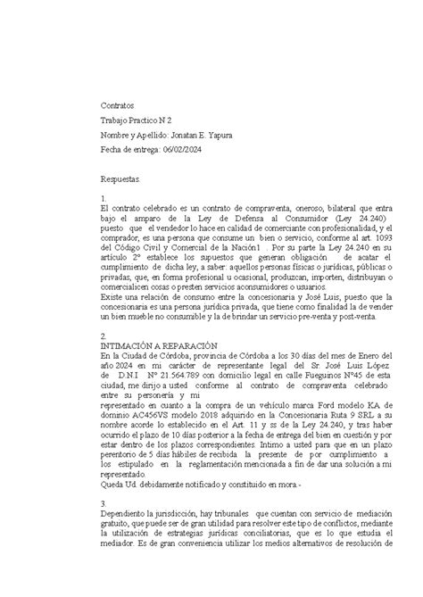 Contratos TP 2 Trabajo Practico Contratos Trabajo Practico N 2