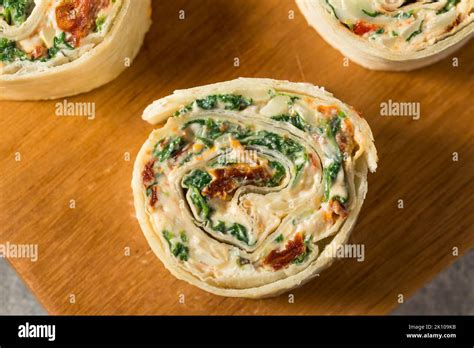 Homemade Pinwheel Tortilla Appetizers With Cream Cheese And Spinach