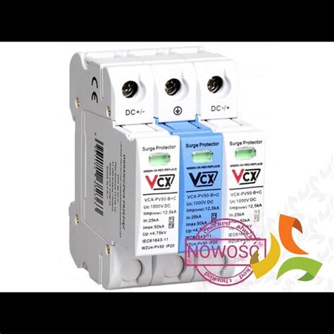 Ogranicznik przepięć fotowoltaiczny DC klasy B C 3P 12 5kA 1000V GDT