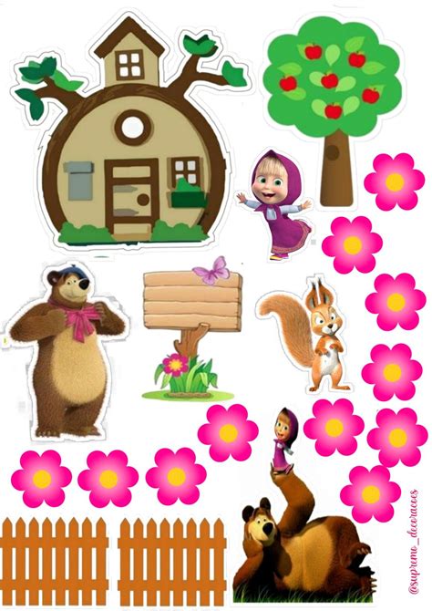 Topo De Bolo Para Imprimir Masha E O Urso Bear Birthday Party My