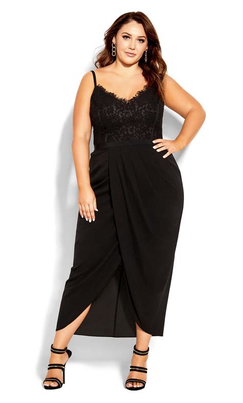 Evans Black Lace Wrap Maxi Dress Evans