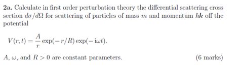 solved 2a calculate in first order perturbation theory the